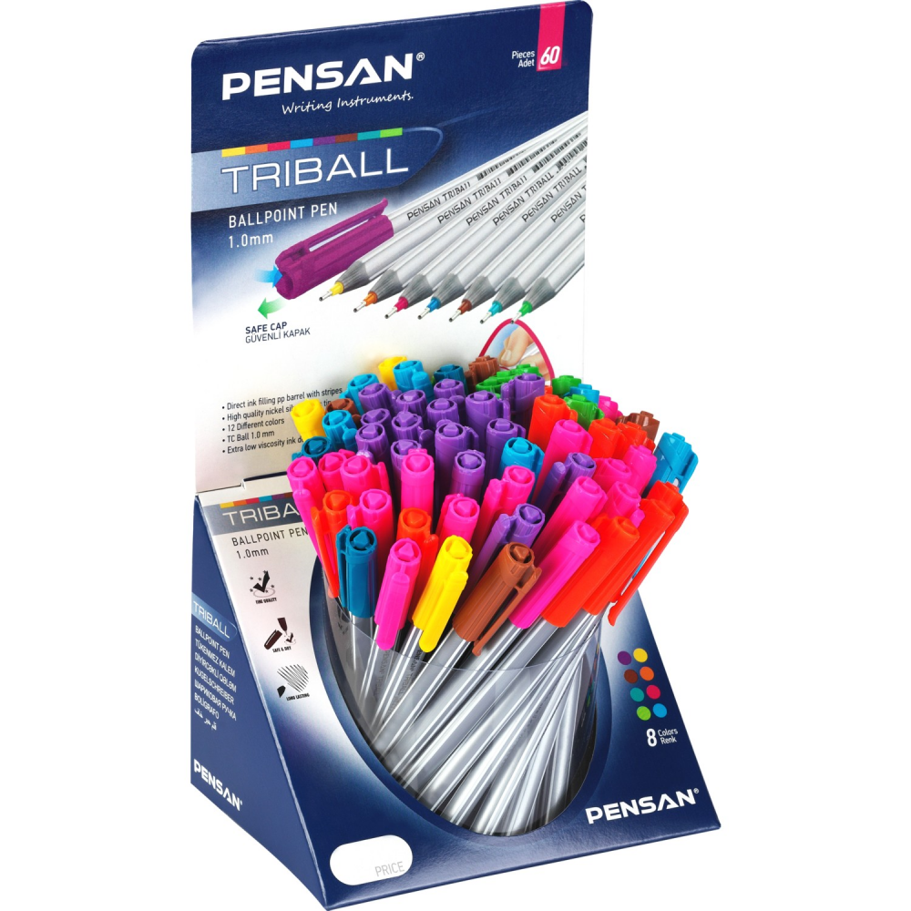 Pensan Tükenmez Triball 60lı Renkli | Seta Kırtasiye